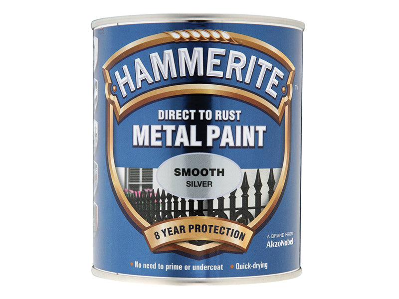 Hammerite Direct to Rust Smooth Finish Metal Paint Silver 250ml – MTN ...