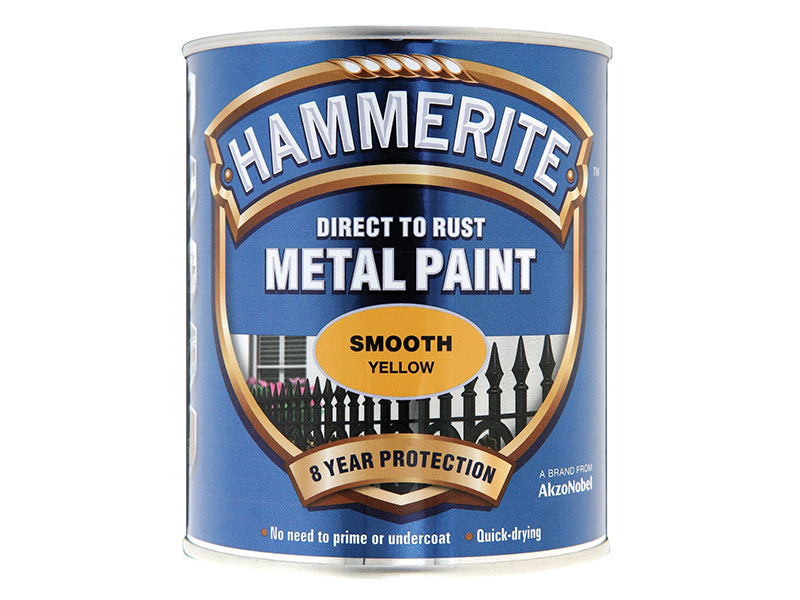 Hammerite Direct to Rust Smooth Finish Metal Paint Yellow 750ml – MTN ...