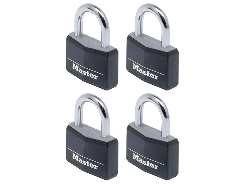 Master Lock Aluminium Black Vinyl Cover 40mm Padlock 4-Pin - Keyed Ali ...