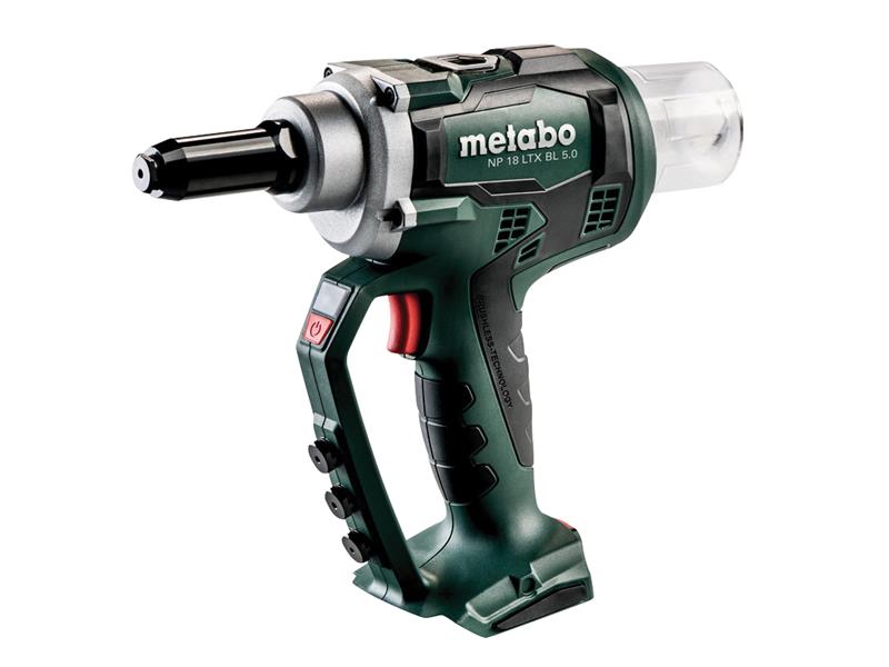 Metabo NP 18 LTX BL 5.0 Brushless Rivet Gun + metaBOX 18V Bare Unit ...