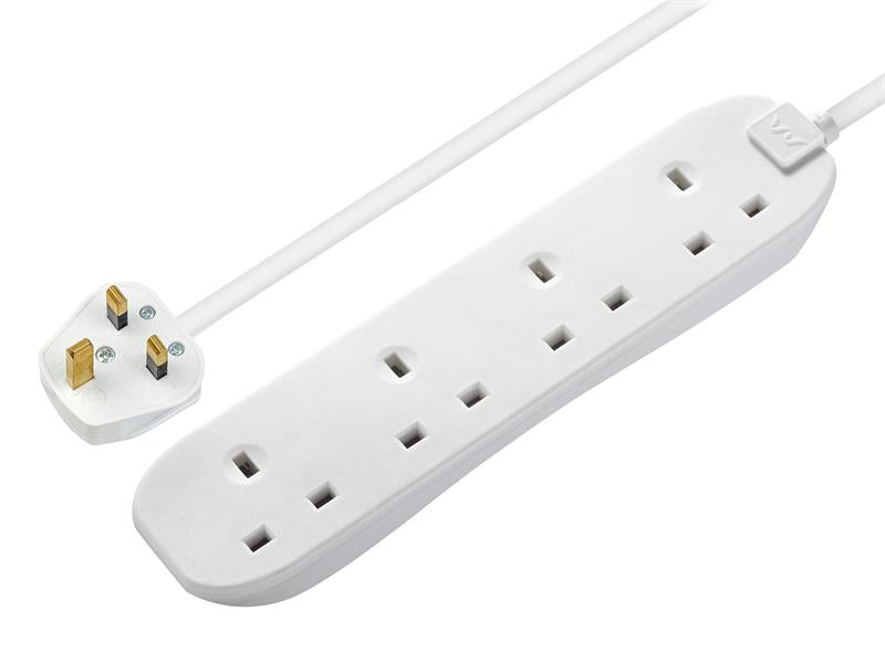 Masterplug Extension Lead 240V 4-Gang 13A White 5m – MTN Shop UK