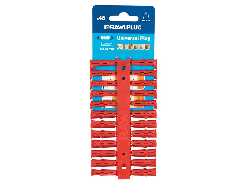 Rawlplug Red UNO® Plugs 6 x 28mm (Card 48) – MTN Shop UK